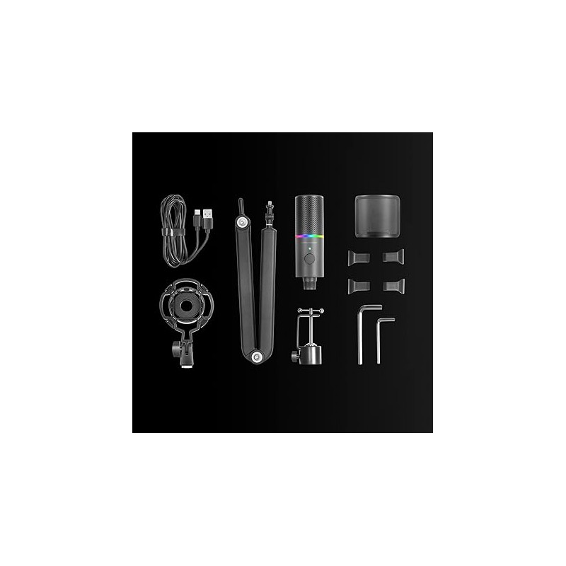 Microphone Mars Gaming MMIC-XT RGB avec bras de montage